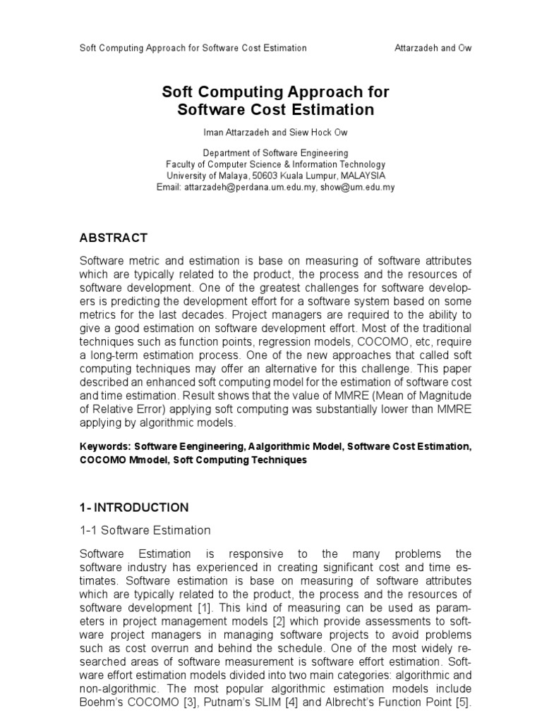 Soft Computing Approach For Software Cost Estimation | PDF | Fuzzy Logic | Software Development