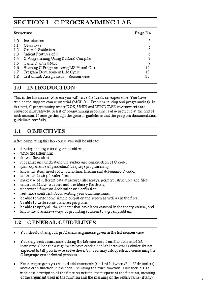 BCSL-021 C Language Programming Lab | PDF | C (Programming Language ... BCSL-021 C Language Programming Lab | PDF | C (Programming Language ...