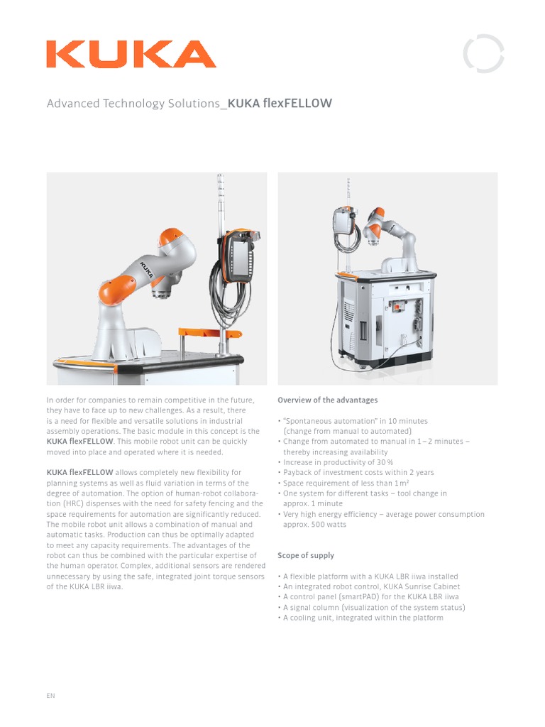 KUKA Datenblatt FlexFELLOW en | PDF | Automation | Robot