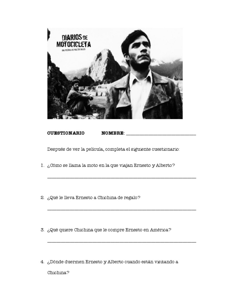 Cuestionario de "Diarios de Motocicleta" | PDF | Juegos y actividades