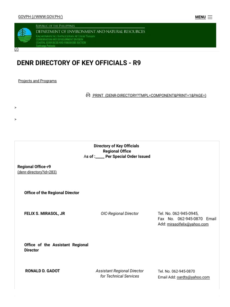 DENR 9 Directory | PDF