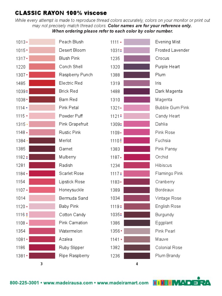 Classic Colornames For Embroidery | PDF