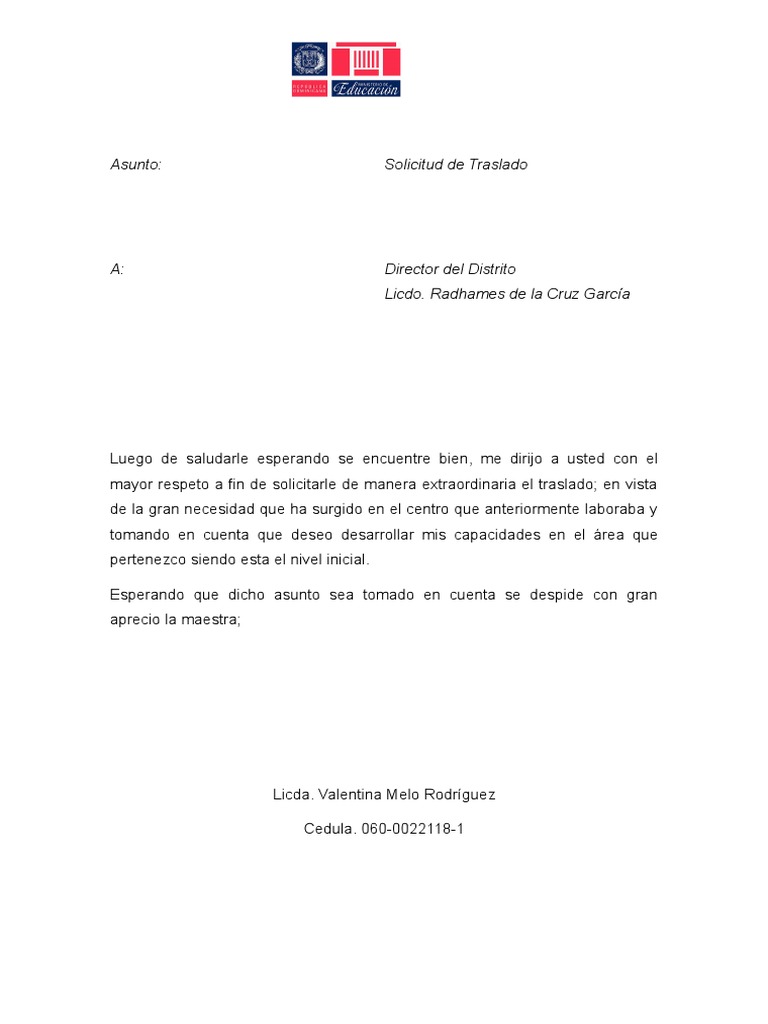 Carta de Traslado | PDF Carta de Traslado | PDF
