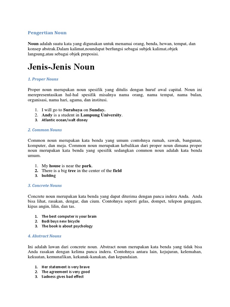 Pengertian dan Jenis-Jenis Noun | PDF