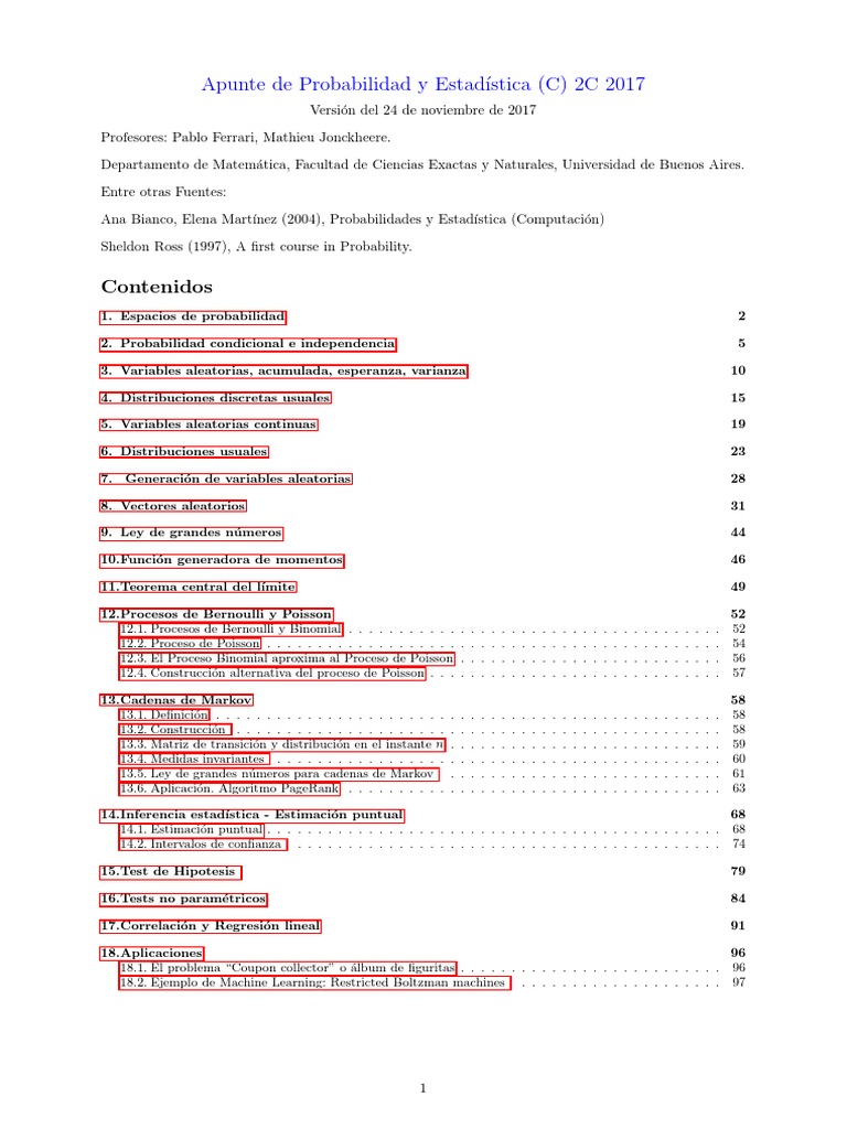 Apunte ProbaC 2017 2C | PDF | Variable aleatoria | Distribución de probabilidad