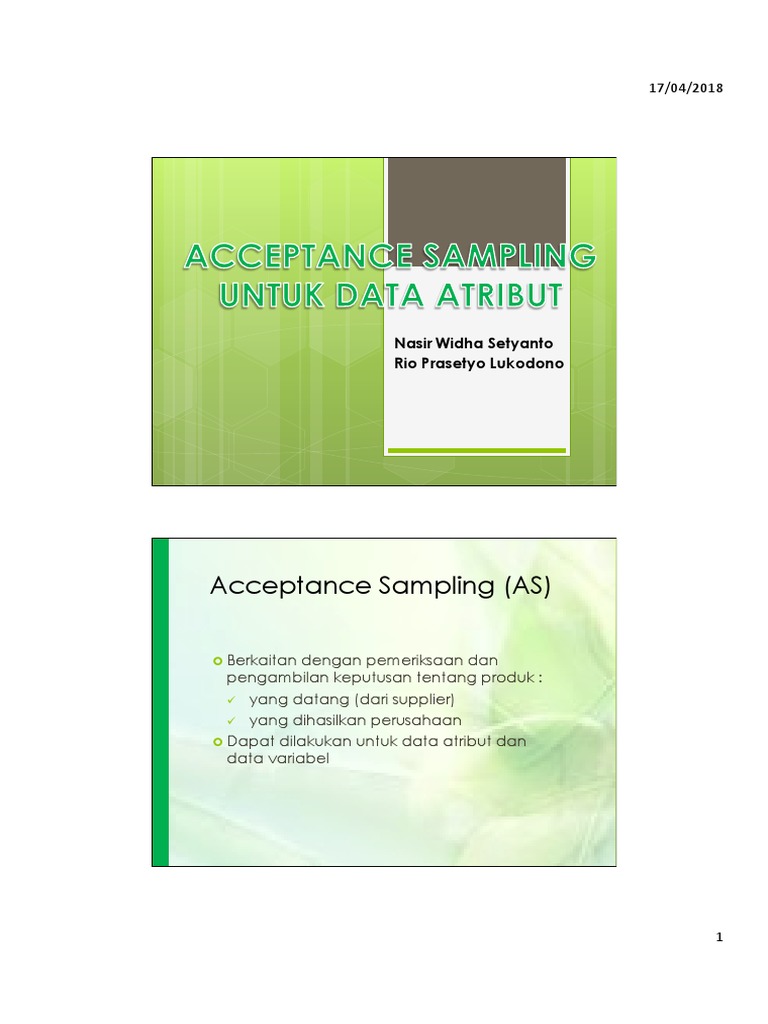 Acceptance Sampling Atribut | PDF