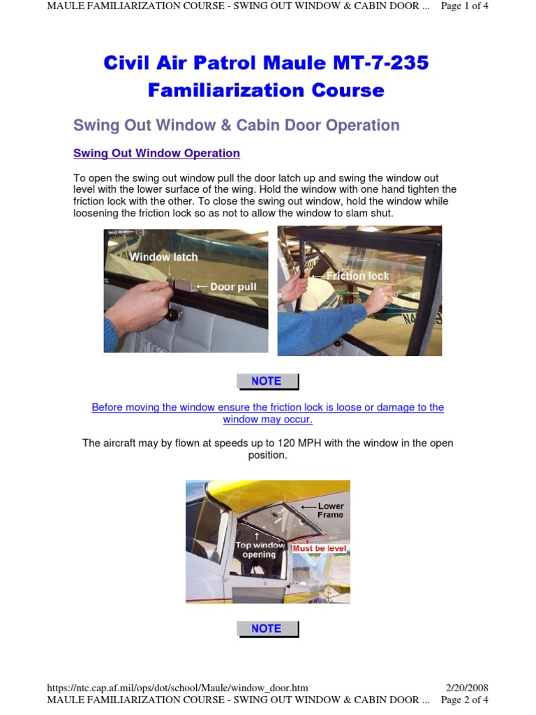 Swing Out Window & Cabin Door Operation | PDF | Door | Aviation