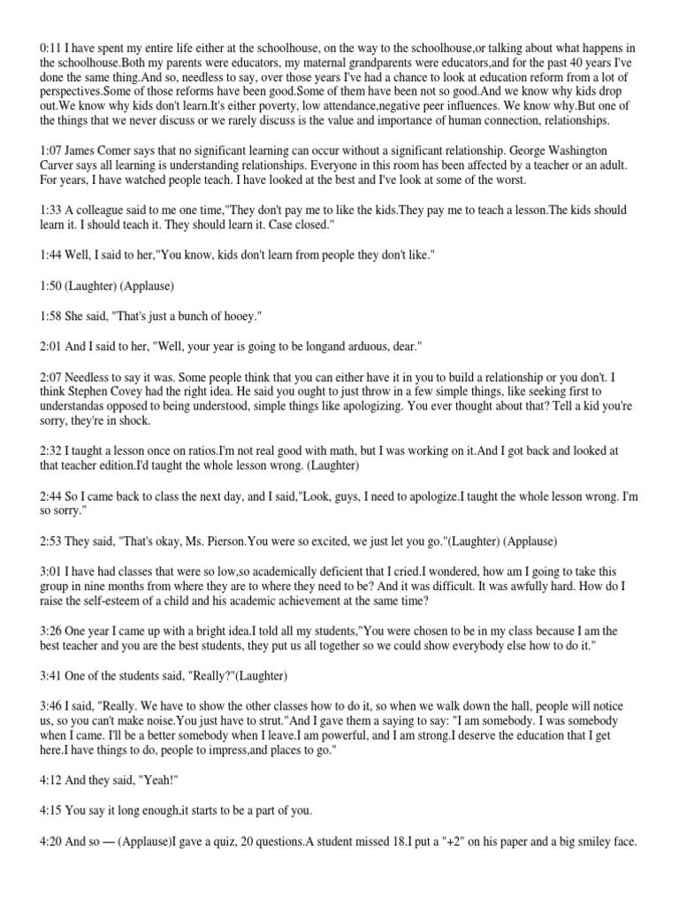 Rita Pierson: Every Kid Needs a Champion | PDF | Teachers