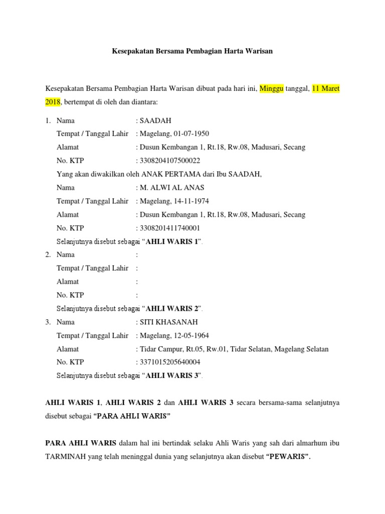 Pembagian Harta Warisan | PDF