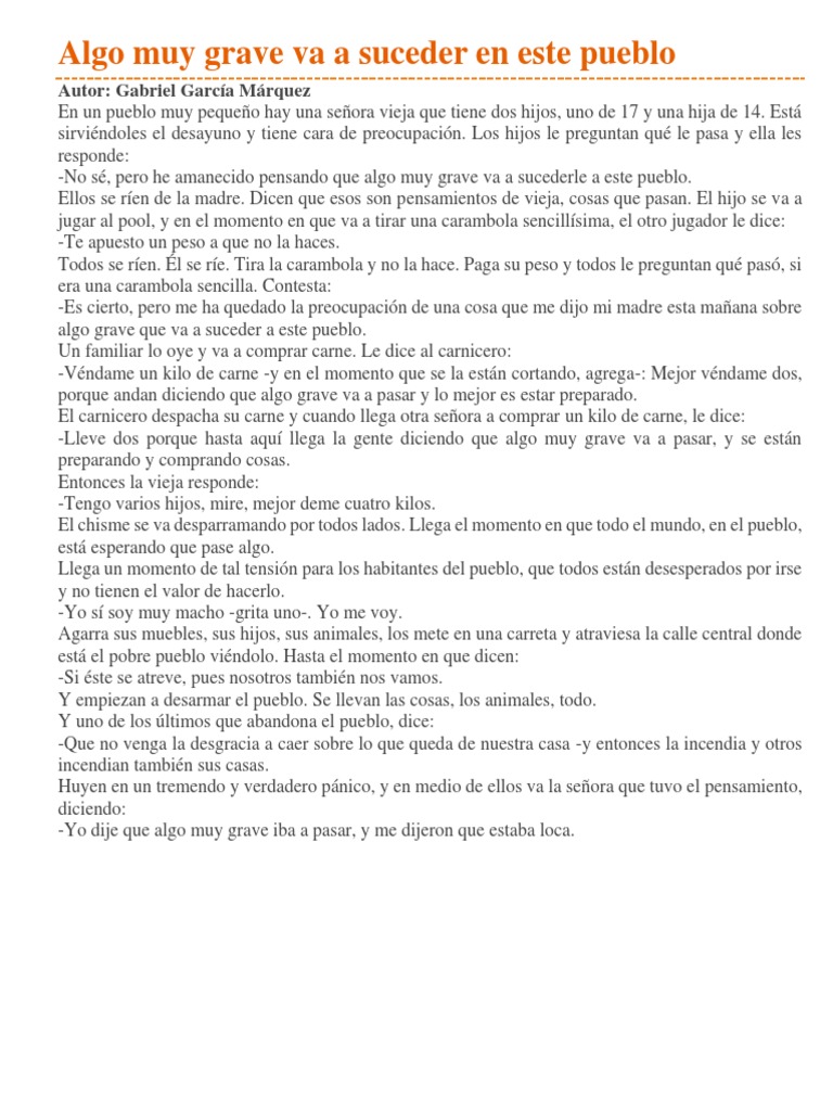 Algo Muy Grave Va A Suceder en Este Pueblo | PDF
