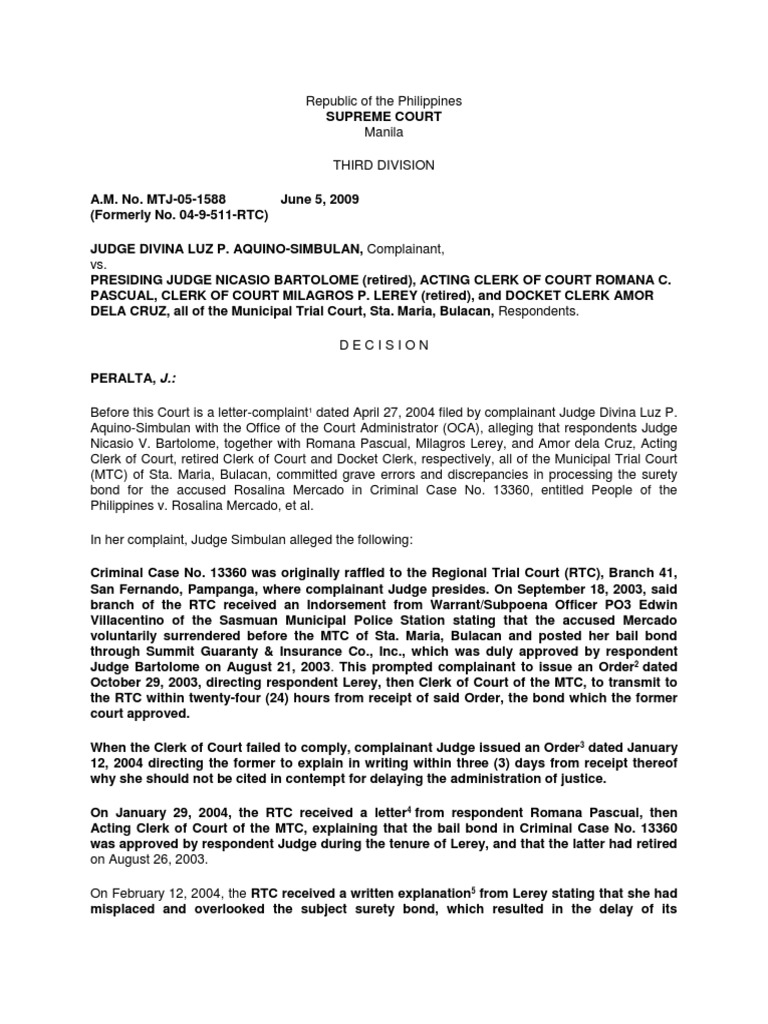 Simbulan Vs Bartolome-Read | PDF | Bail | Service Of Process