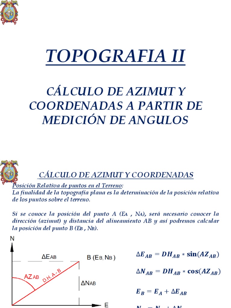 Topografia Ii Unidad 1-2 Cálculo de Azimut y Coordenadas PDF | PDF ...