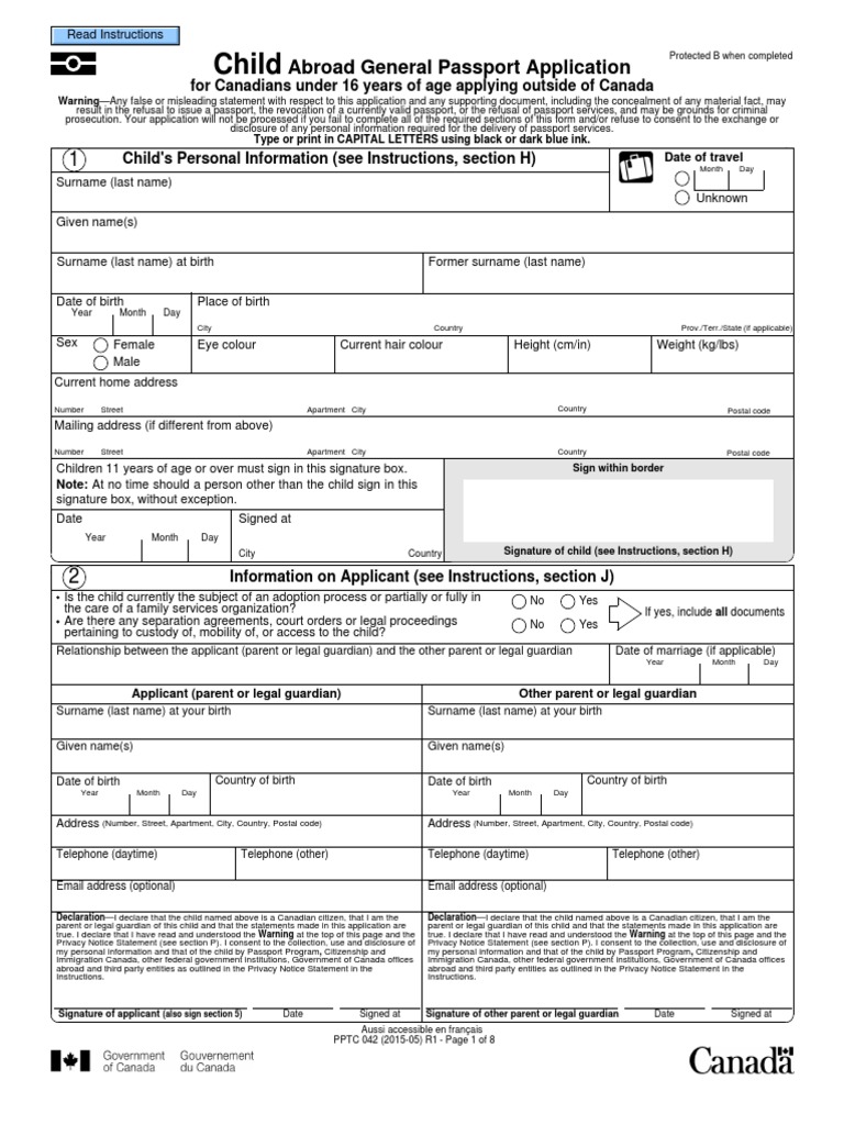 Pptc042 Child Abroad General Passport Application | PDF | Debit Card ...