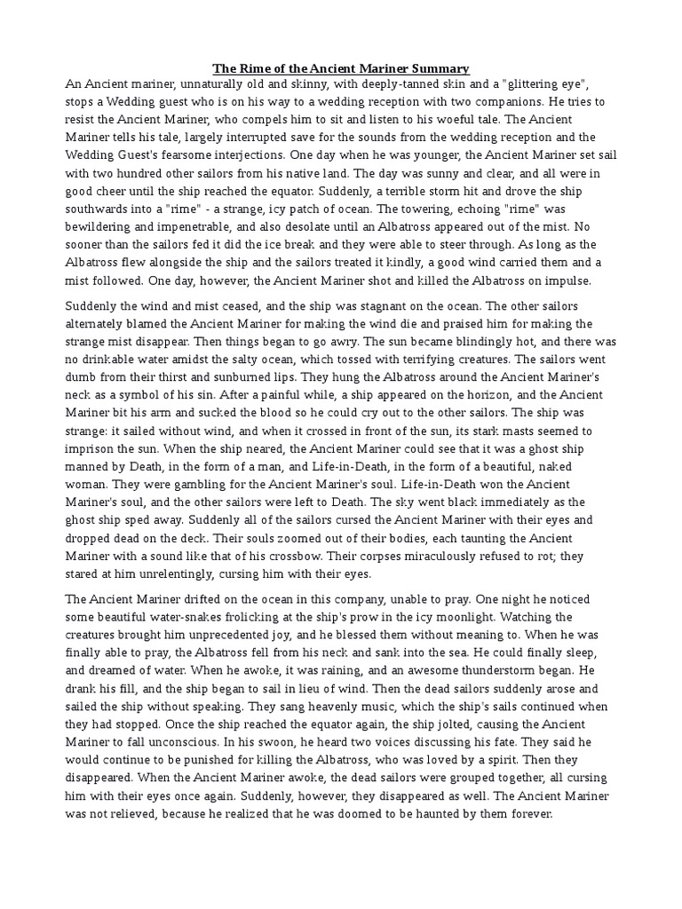 The Rime of The Ancient Mariner Summary | PDF