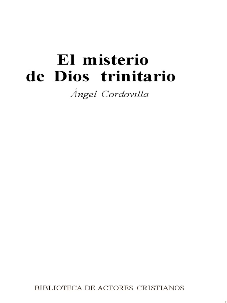 Cordovilla Angel El Misterio de Dios Trinitario EDITABLE | PDF | Dios en el cristianismo | Trinidad