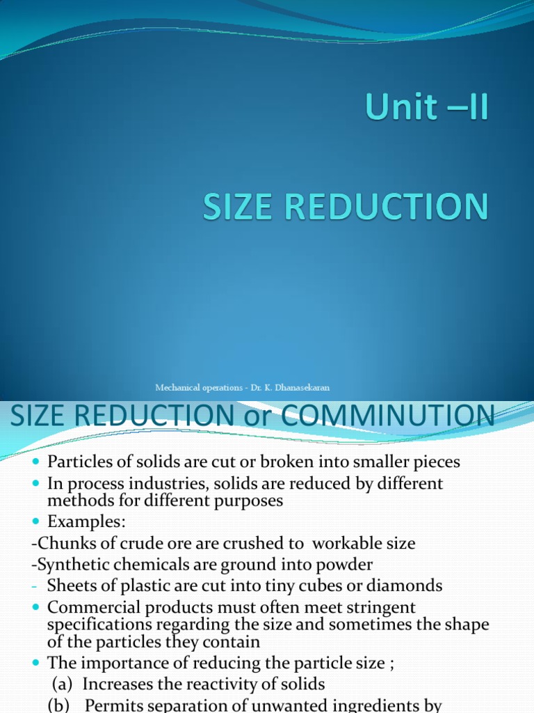 Size Reduction Unit - II | PDF | Mill (Grinding) | Industries