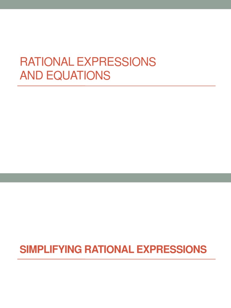 Rational Expressions and Equations | PDF