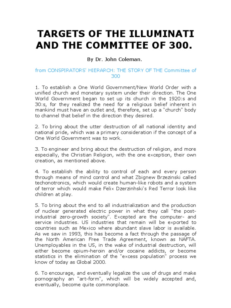 Targets of The Illuminati and The Committee of 300 | PDF | North ...