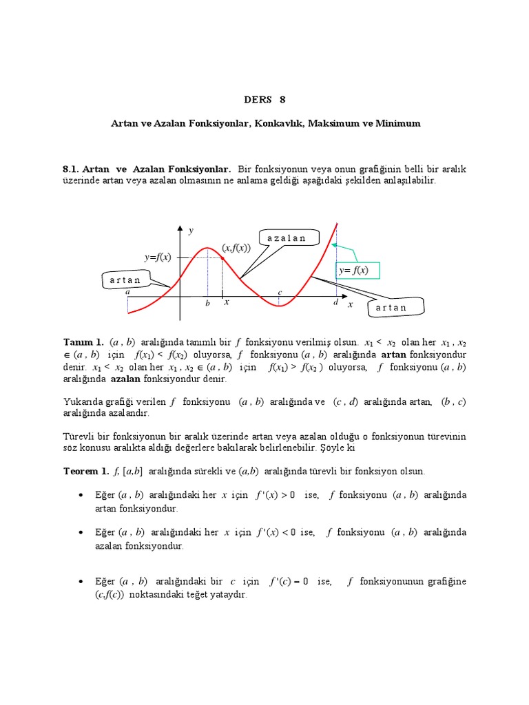 Artan Ve Azalan Fonksiyonlar | PDF