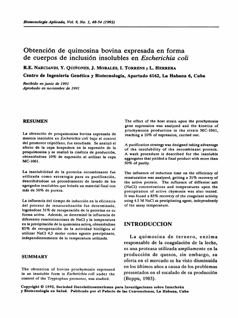 Obtencion de Quimosina Bovina | PDF