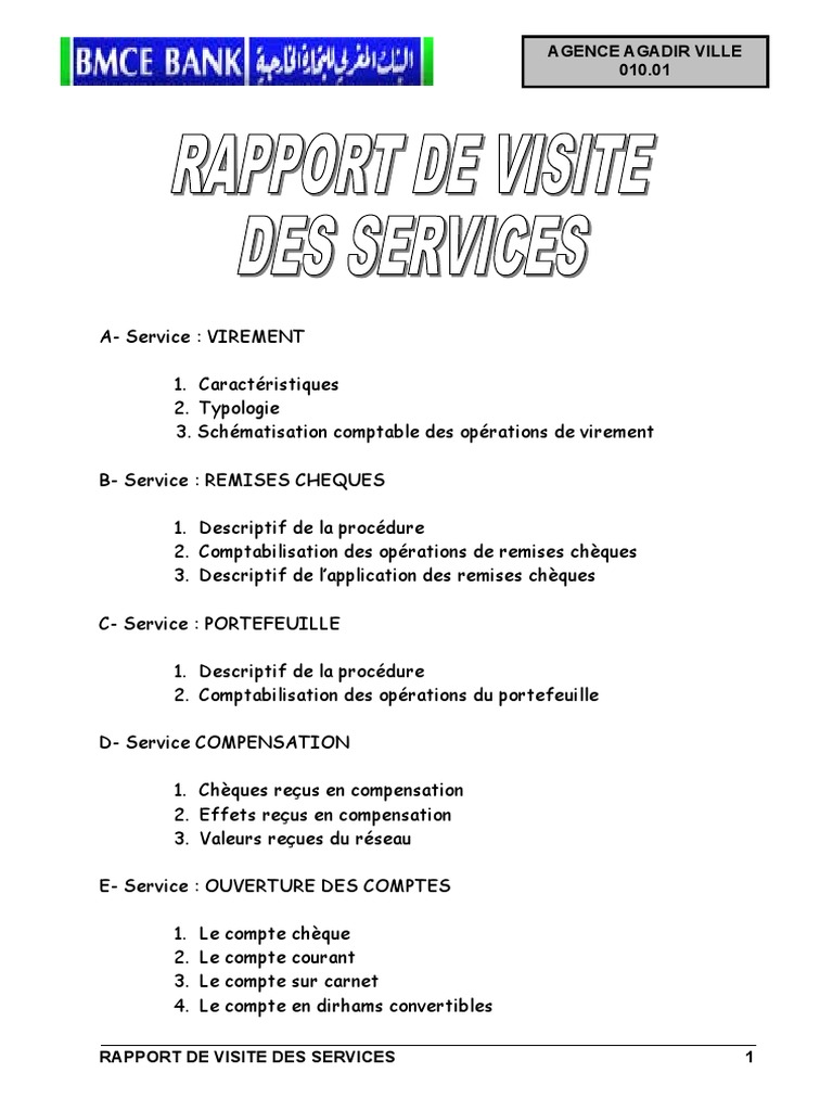 Rapport de Stage - BMCE - Présentation de La Banque (Initiation) 3 ...