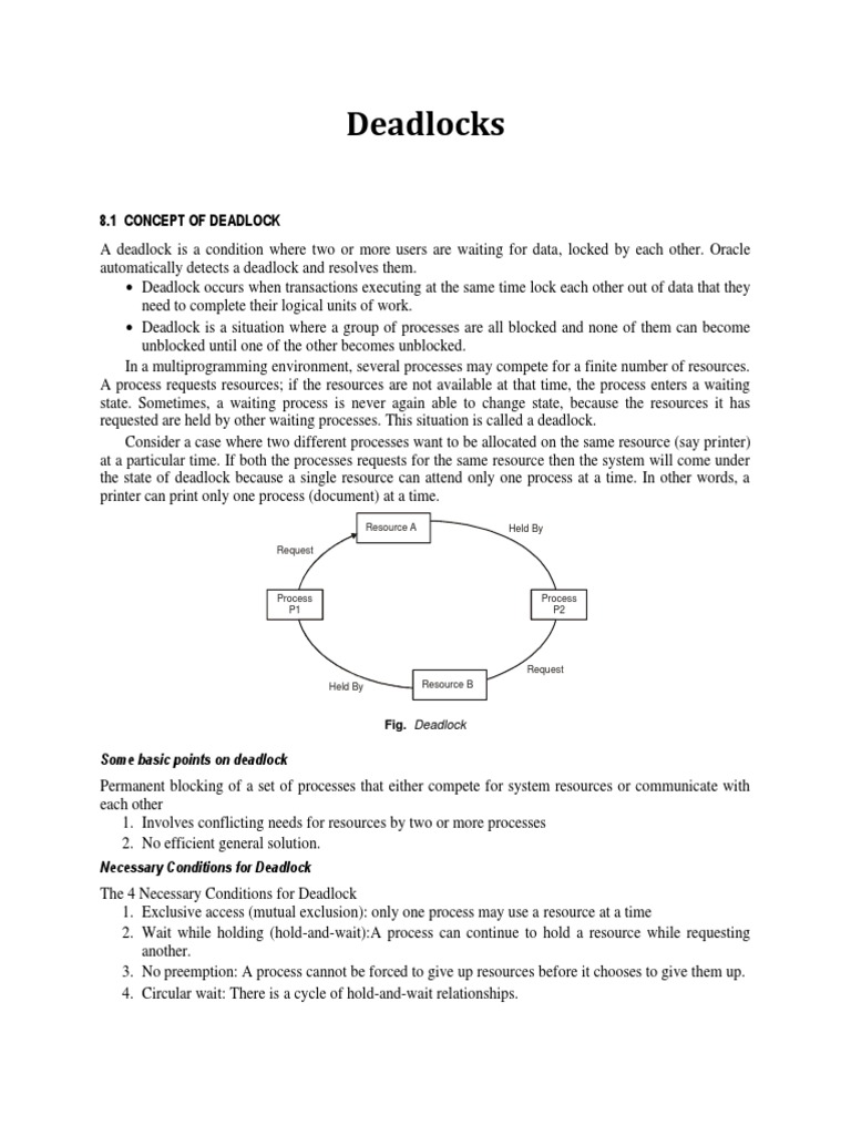 Dead Lock | PDF | Process (Computing) | Concurrency (Computer Science)