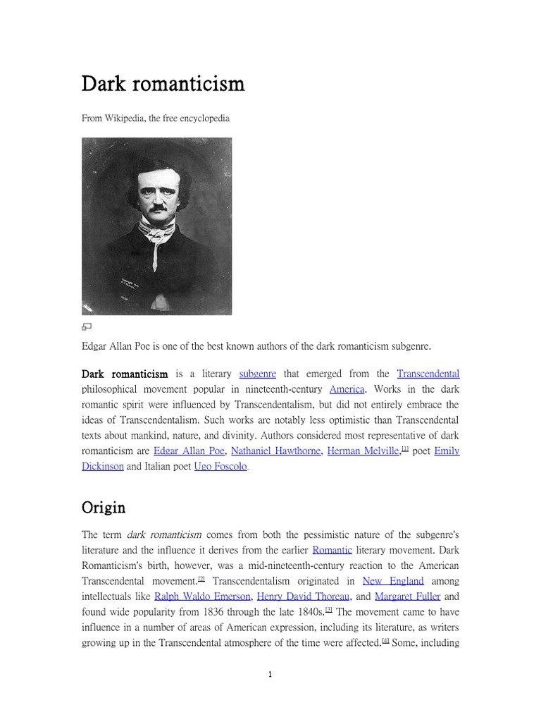 Dark Romanticism | PDF | Transcendentalism | Romanticism