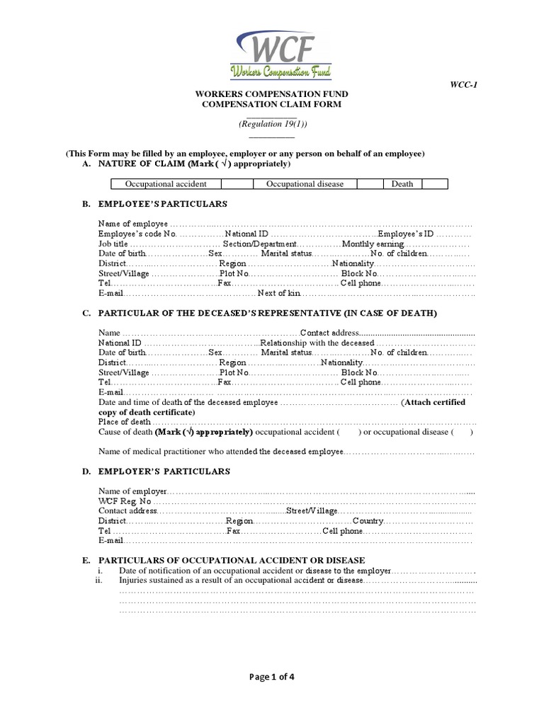 En1511532215-Compensation Claim Form WCC-1 | PDF | Health Professional ...