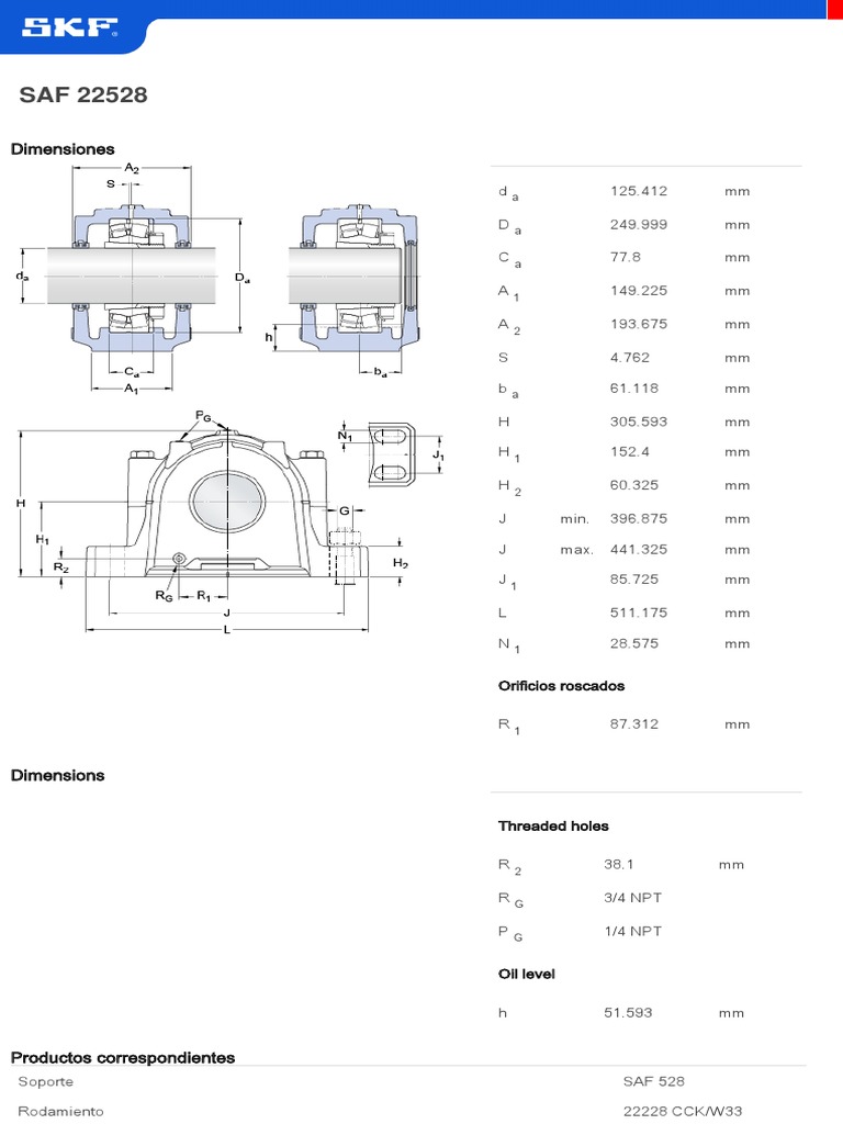 SAF and SAW Pillow Blocks With Bearings On An Adapter Sleeve-SAF 22528 ...