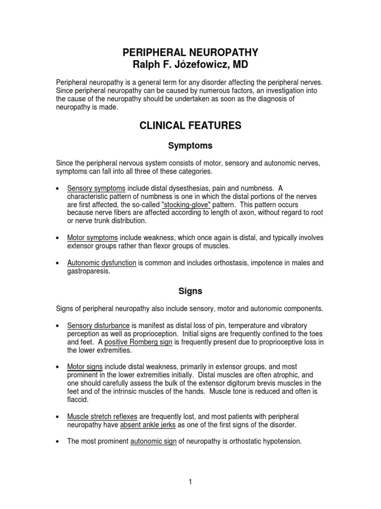 Peripheral Neuropathy Handout | PDF | Peripheral Neuropathy | Myelin