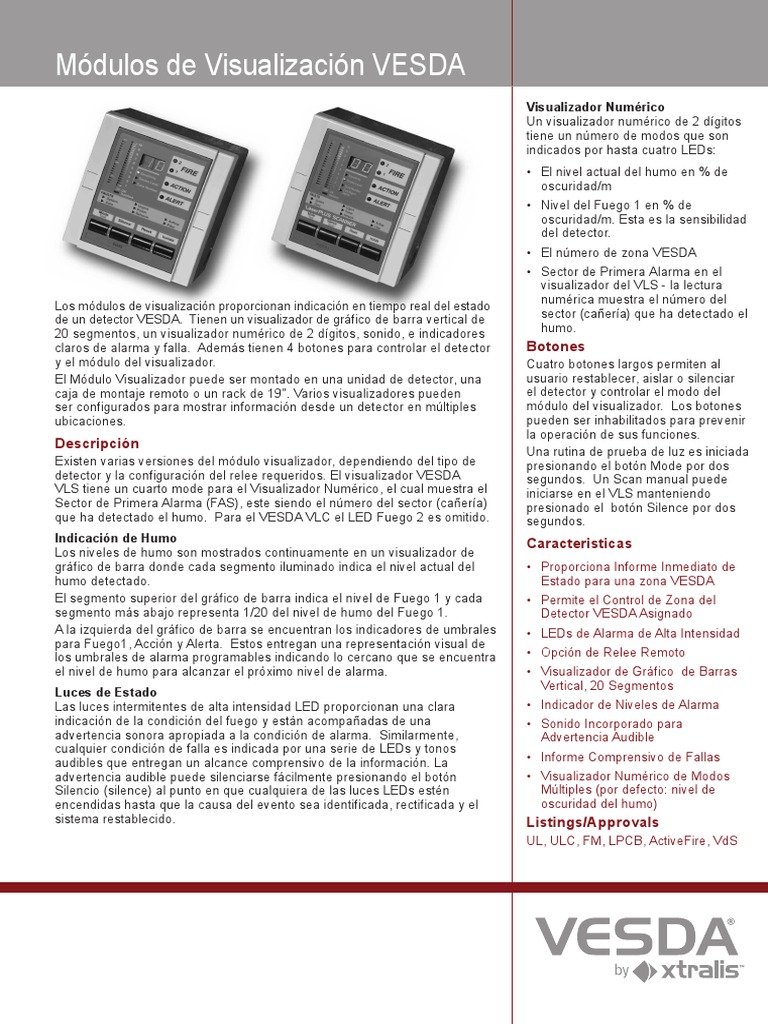 12 VESDA Display Modules TDS A4 Spanish Lores | PDF | Diodo emisor de ...