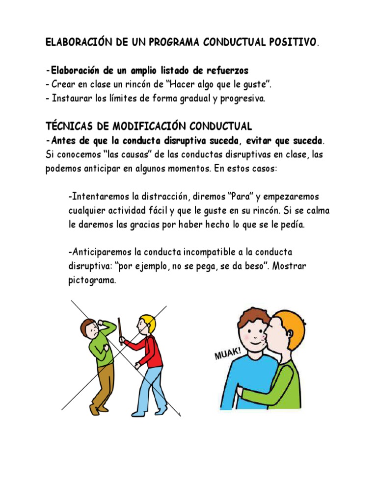 Programa Condutual Positivo para Mejora Conductas Disruptivas | PDF ...