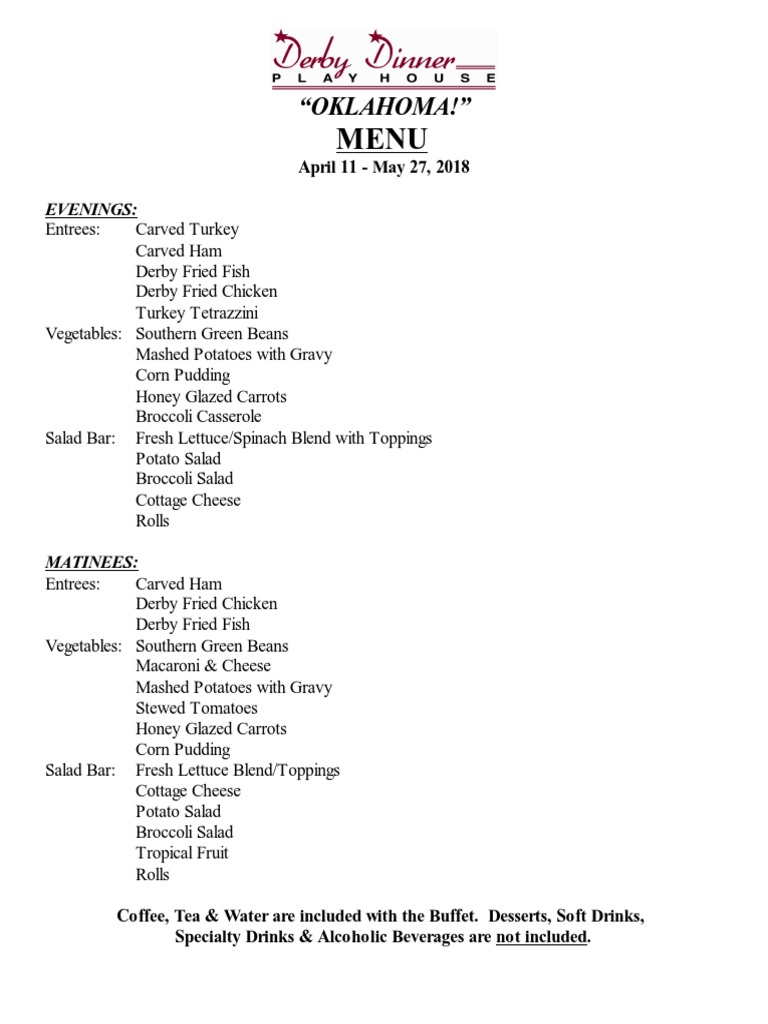 Oklahoma Menu 2018 | PDF