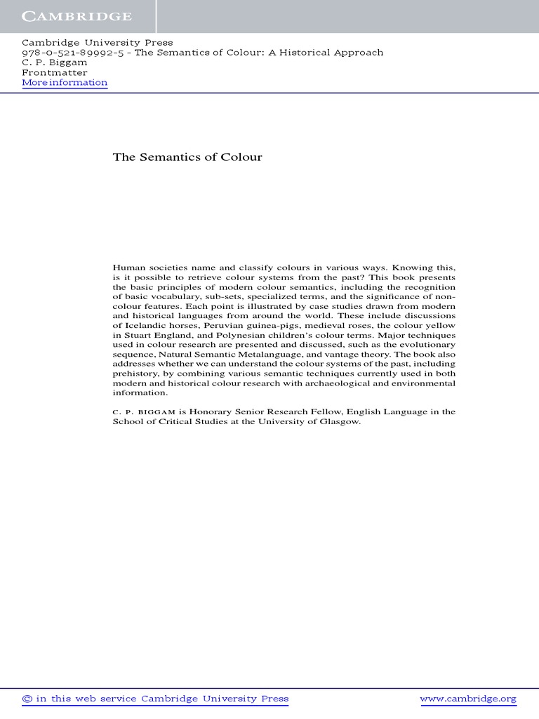 Semantics of Colour TOC | Download Free PDF | Semantics | Human ...