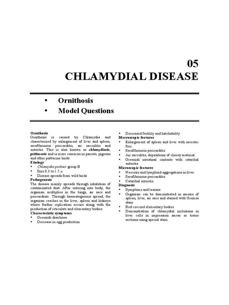 Chlamydial Disease in Birds: Ornithosis (Psittacosis) | PDF | Clinical ...
