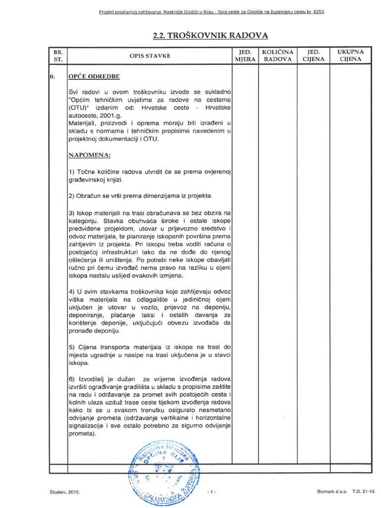 Gizdici Troskovnik | PDF