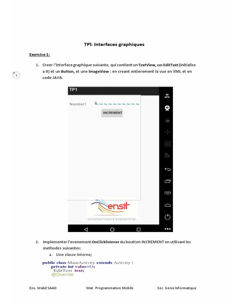 Tpl Interfaces Graphiques Pdf Android Operating System Computing