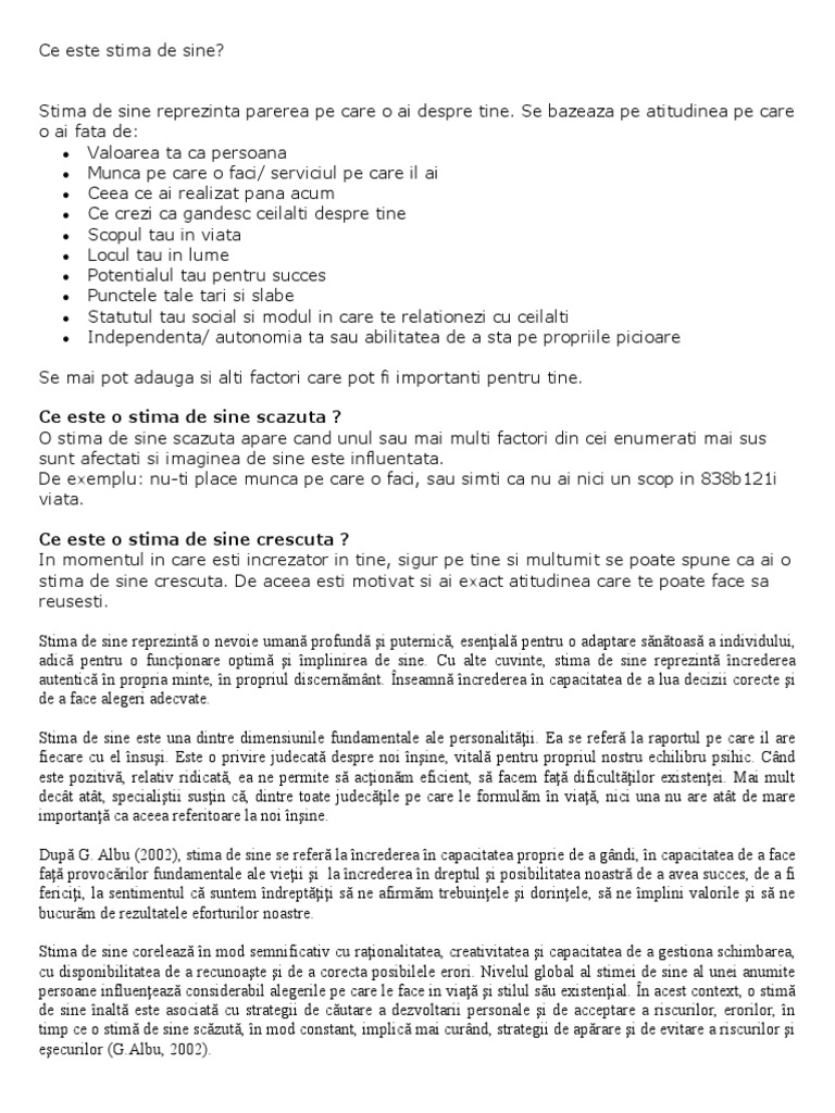 Tipuri La Stima de Sine | PDF
