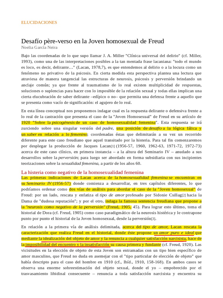Desafío Perverso en Joven Homosexual Freud | PDF | Jacques Lacan ...