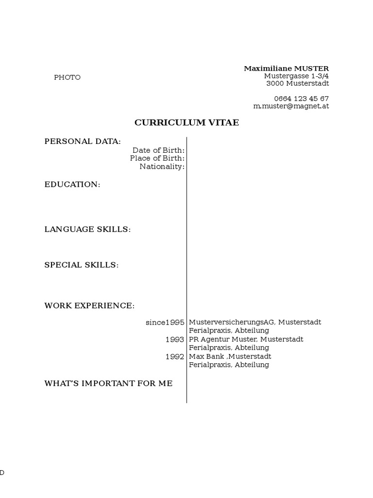 Curriculum Vitae: Personal Data | PDF