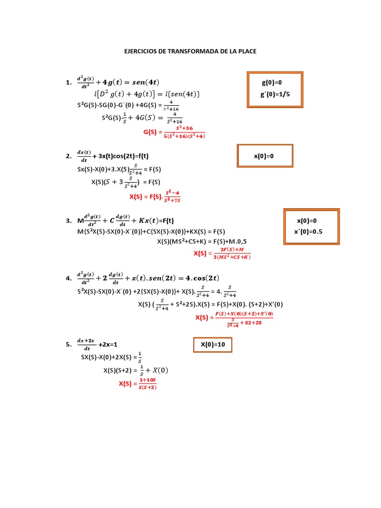 Ejercicios Transformada de La PLACE | PDF