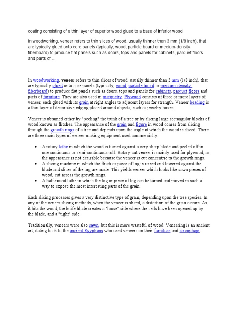 Veneer Definition | PDF | Wood Veneer | Building Engineering