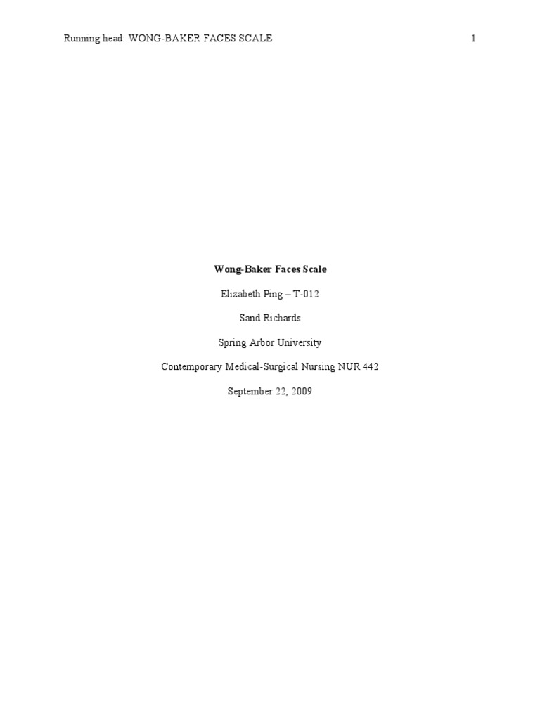 Wong-Baker Faces Pain Scale Guide | PDF | Pain | Disability