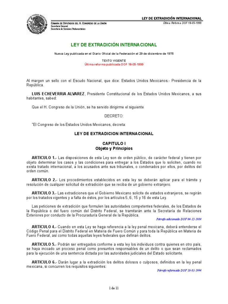 Ley de Extradicion | Extradición | Castigos