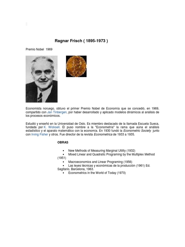 Ragnar Frisch | PDF | Ciencias económicas | Economias