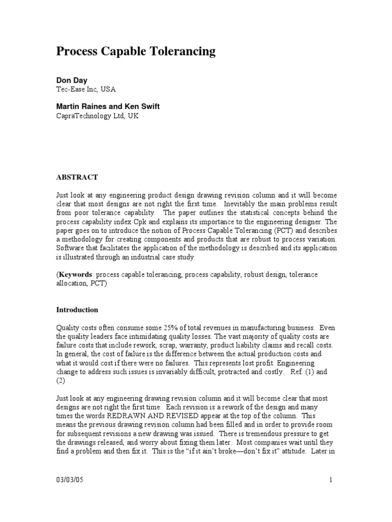 PCT Paper3 05 2 | PDF | Engineering Tolerance | Standard Deviation