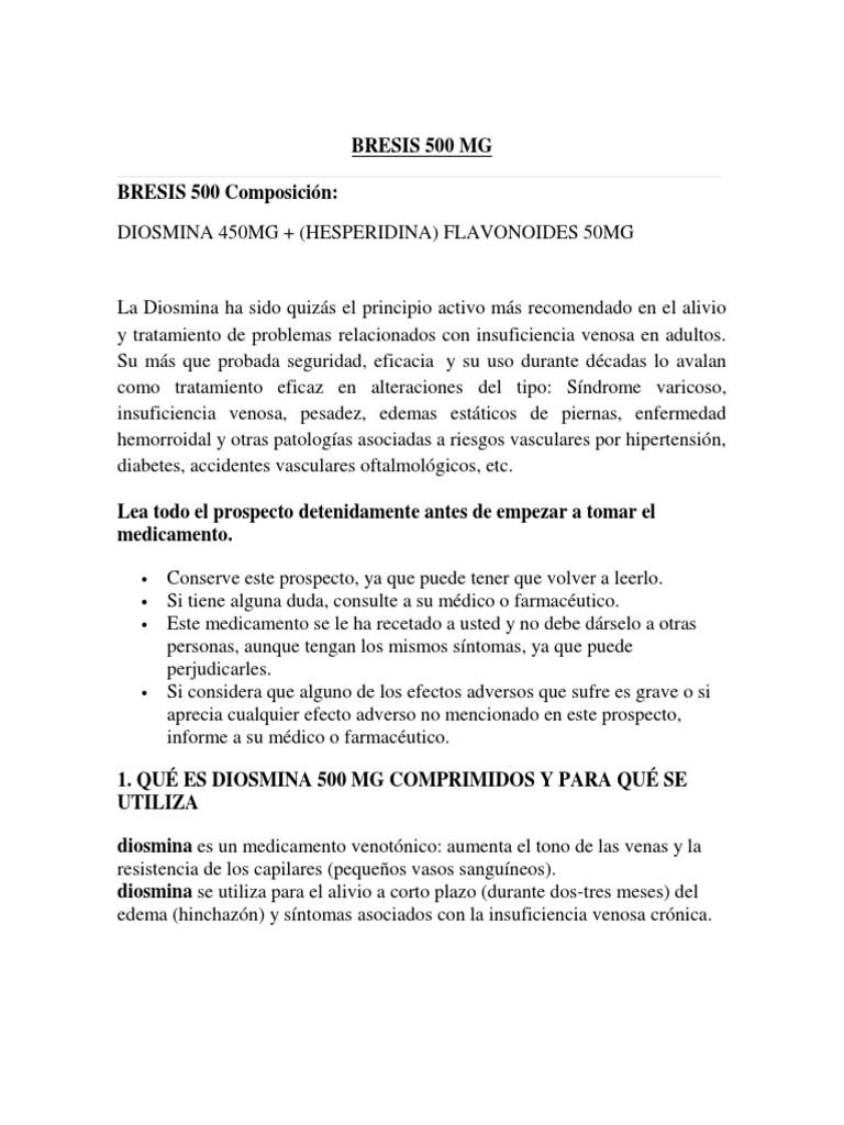 Usos y Dosis de Bresis 500 mg | PDF | Medicamentos con receta ...