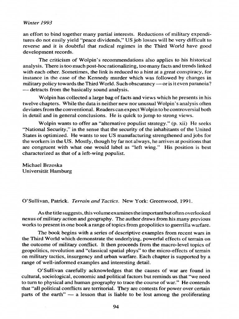 O'Sullivan 1991 - Reseña - Terrain and Tactics | PDF | Geopolitics ...