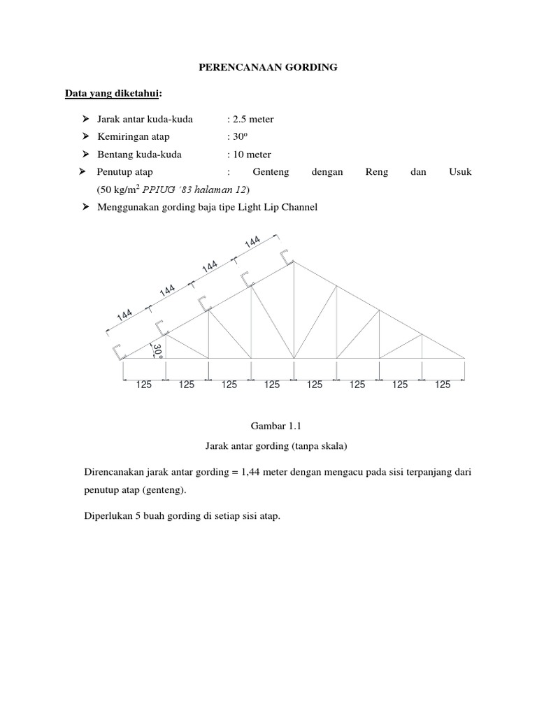 Jarak Gording dan Pembebanan Atap | PDF