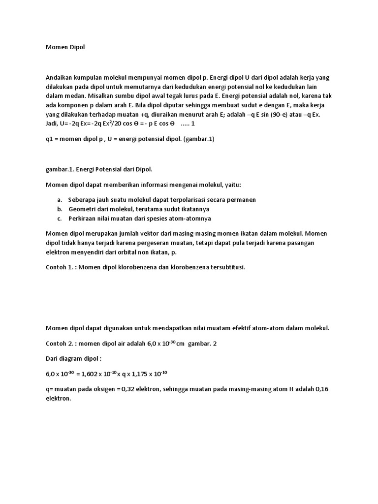Definisi dan Rumus Momen Dipol Kimia | PDF
